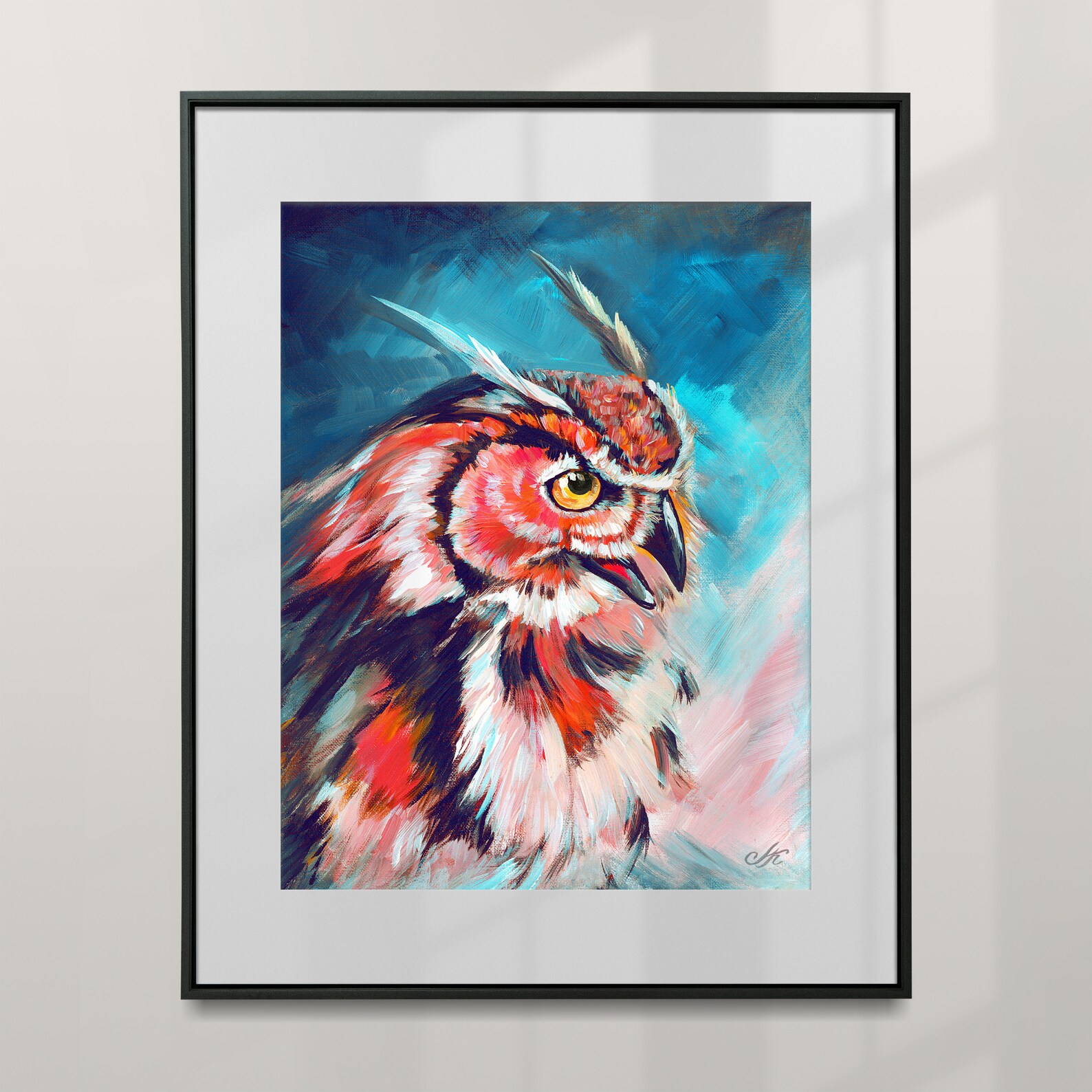 Colorful Owl Poster From Acrylic Painting Art Owl Room Decor Print ...