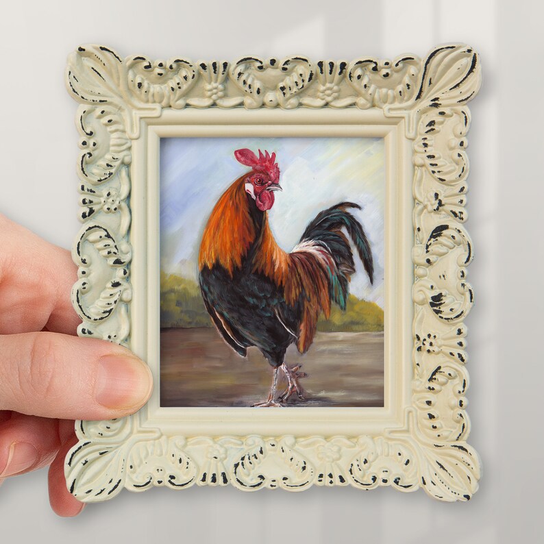 Realistic Rooster Print With Frame Original Rooster Wall Decor From ...