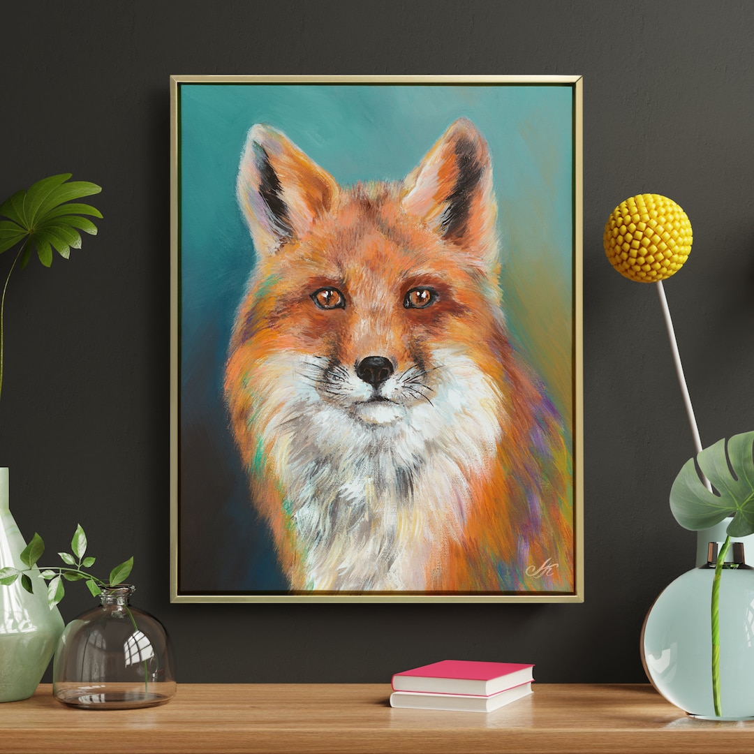 Fox Painting on Canvas Fox Wall Art Decor Original Fox Lover Gift Hand ...