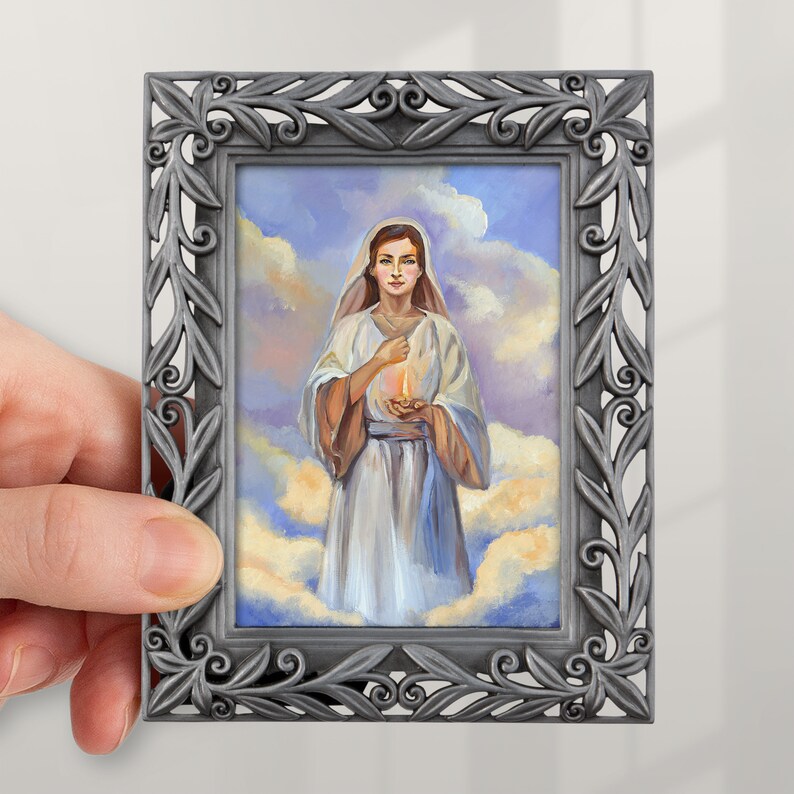 Realistic Virgin Mary Print With Frame Original Mary Wall Decor From ...