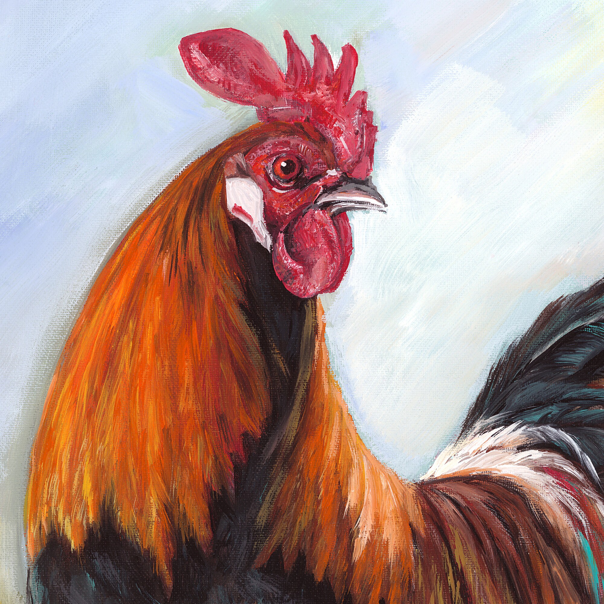 Realistic Rooster Print With Frame Original Rooster Wall Decor From ...
