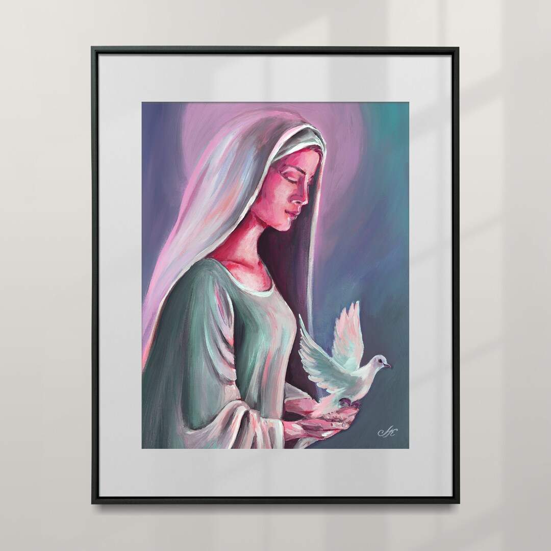 Colorful Virgin Mary Poster From Acrylic Painting Art Mary Room Decor ...