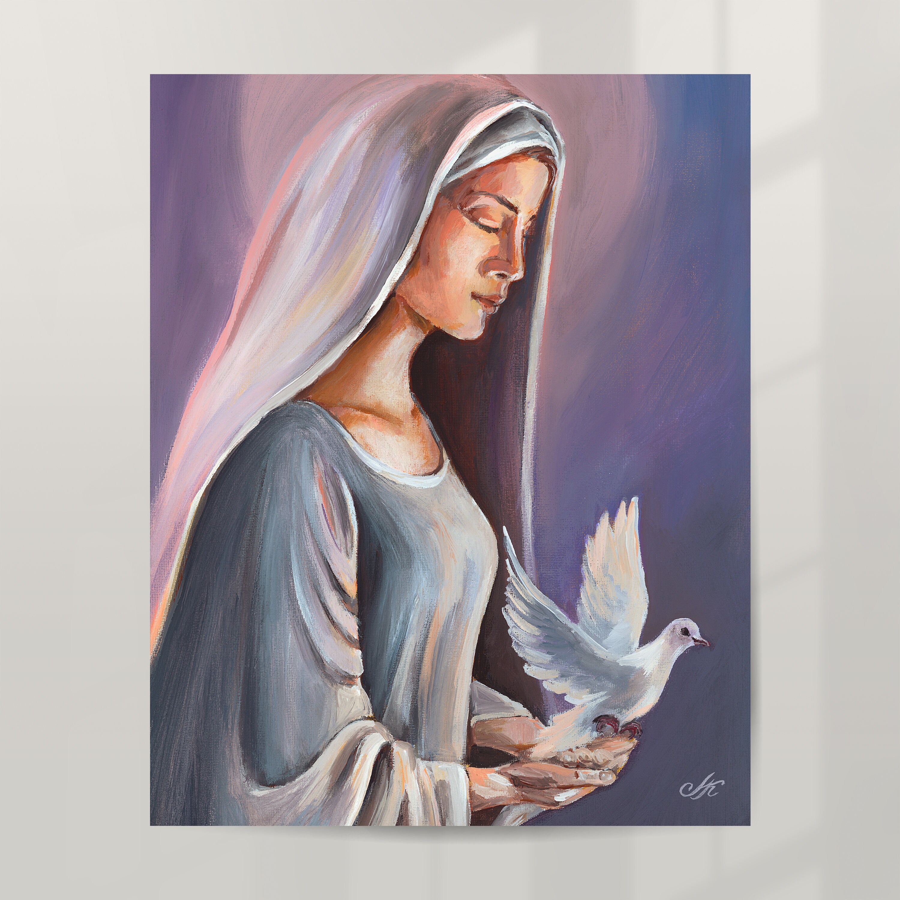 Realistic Virgin Mary Image Printable Original Mary Wall Decor From ...