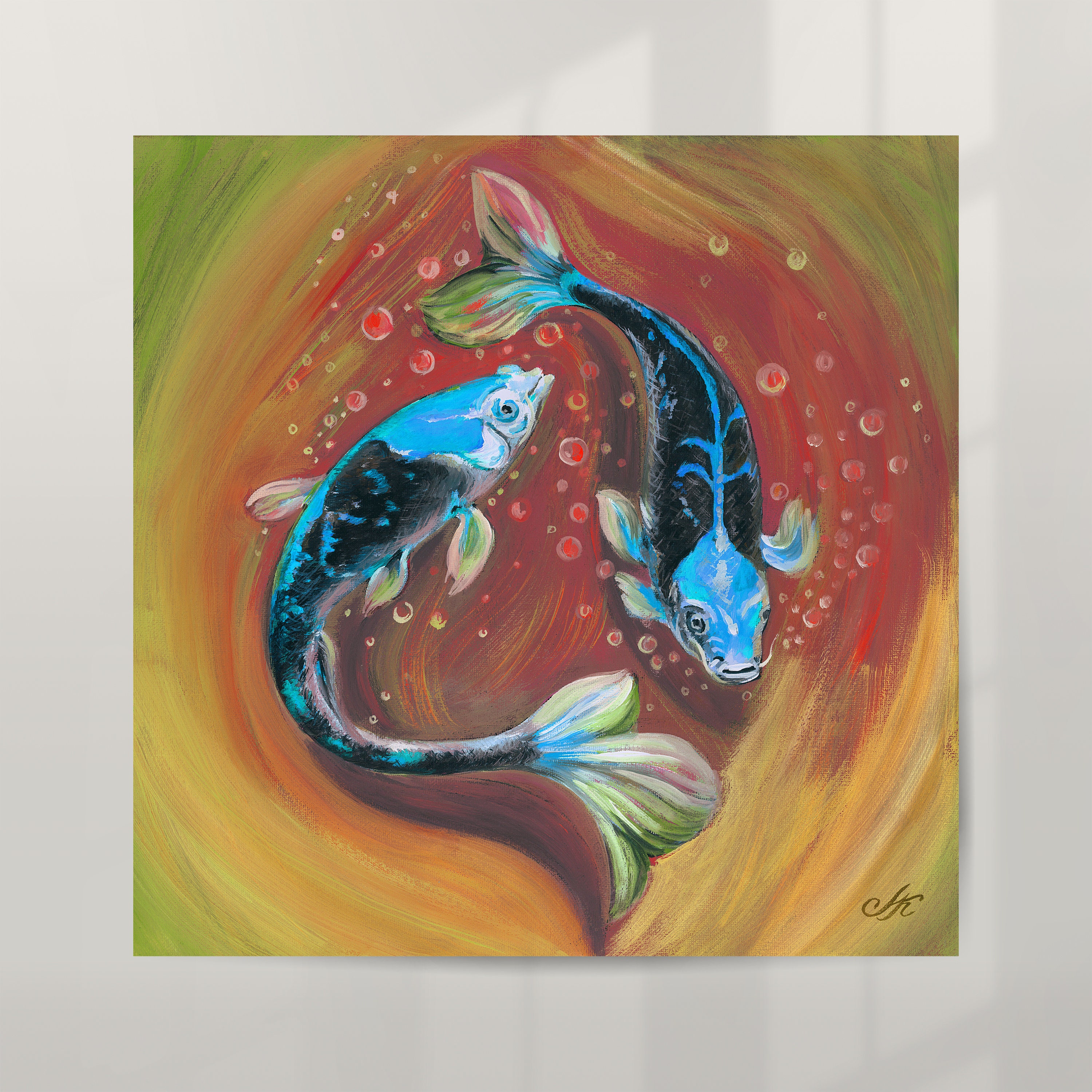Koi Print From Painting Koi Fish Wall Art Decor Colorful Koi Fish Art ...