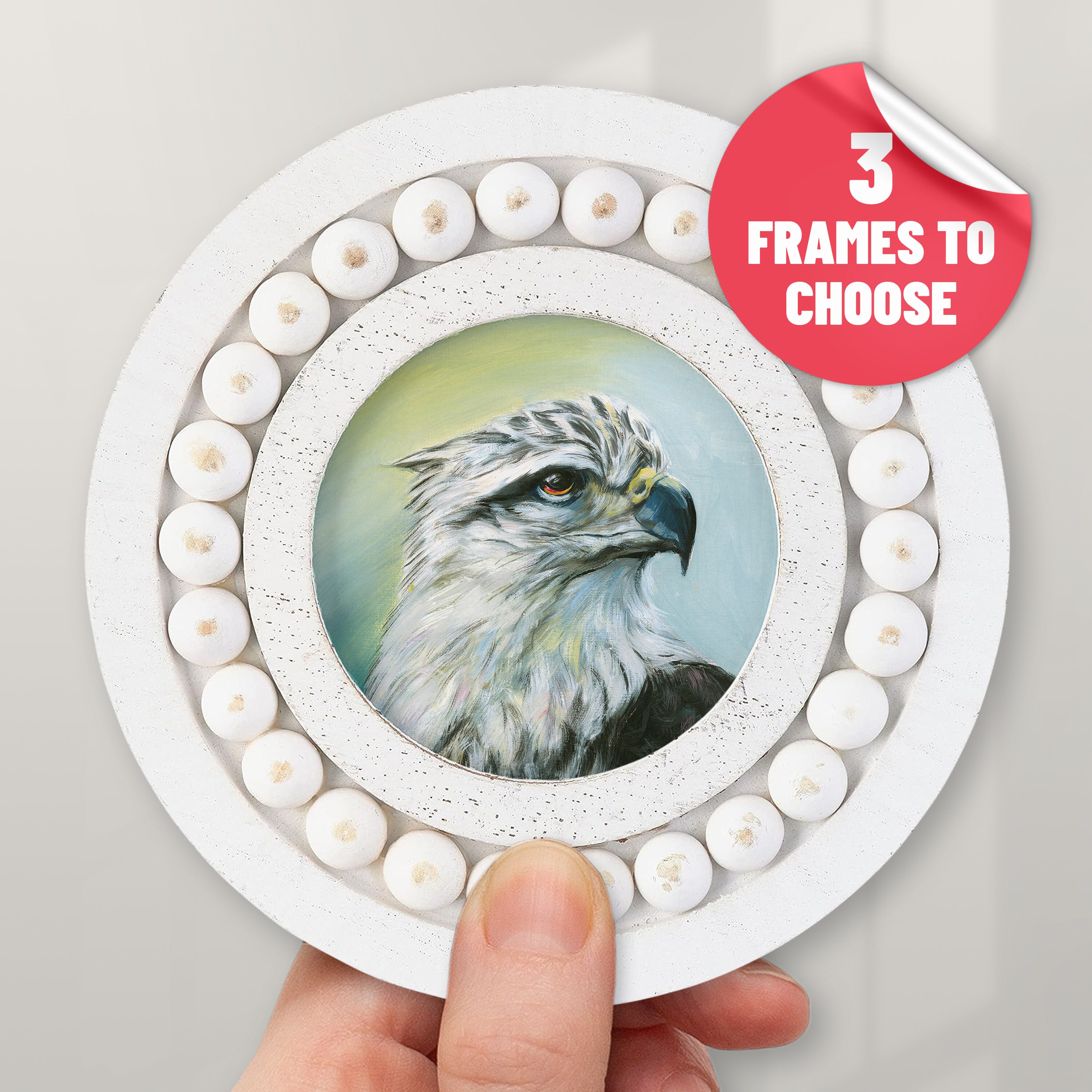 Realistic Eagle Print With Frame Original Eagle Wall Decor From Painting Framed Colorful ...