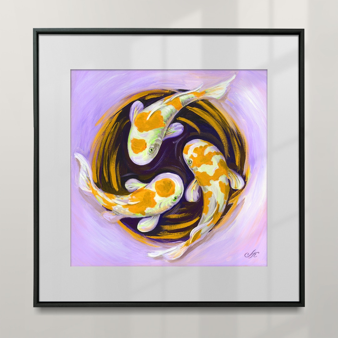 Koi Print From Painting Koi Fish Wall Art Decor Colorful Koi Fish Art ...