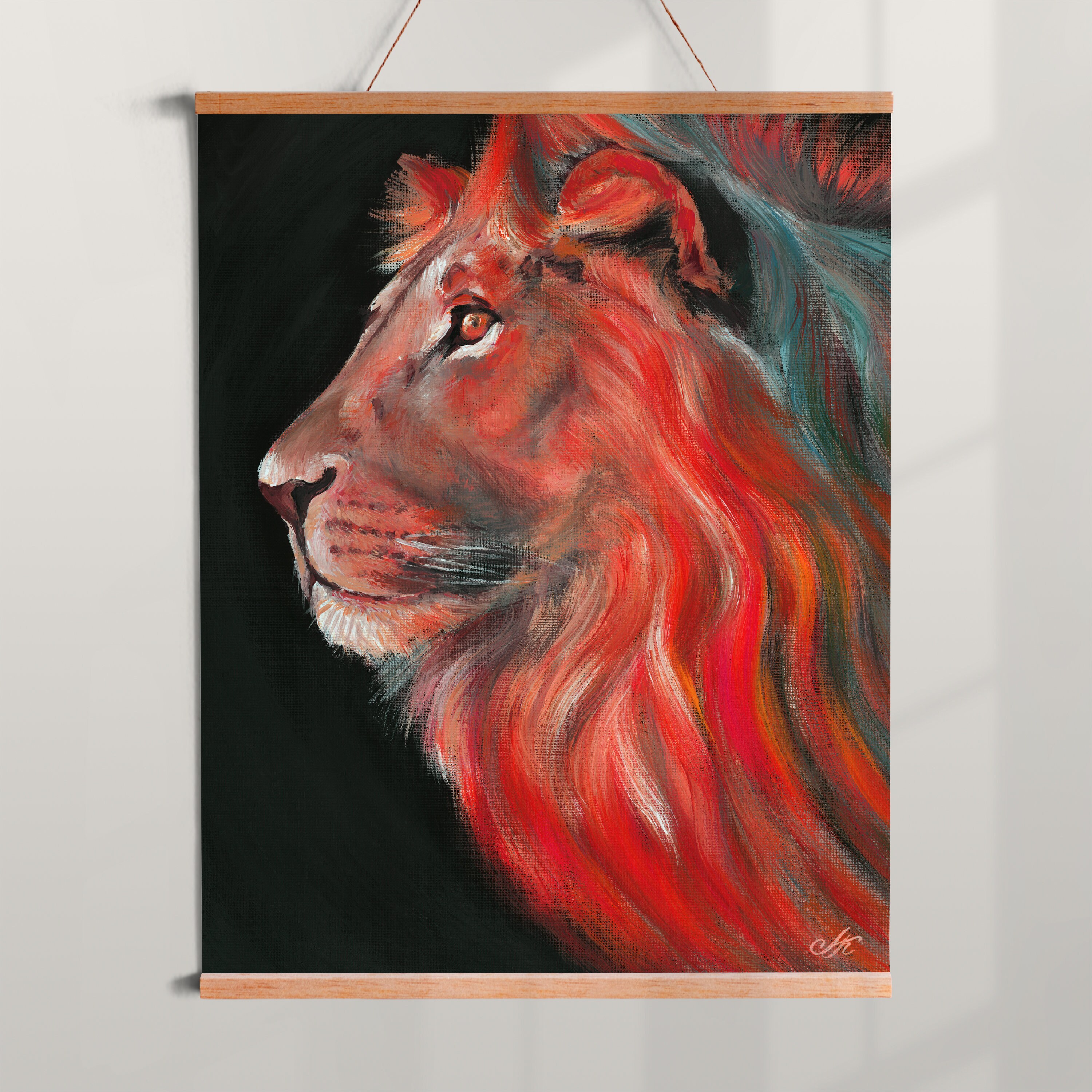 Lion Print From Painting Lion Wall Art Decor Colorful Lion Lover Gift ...