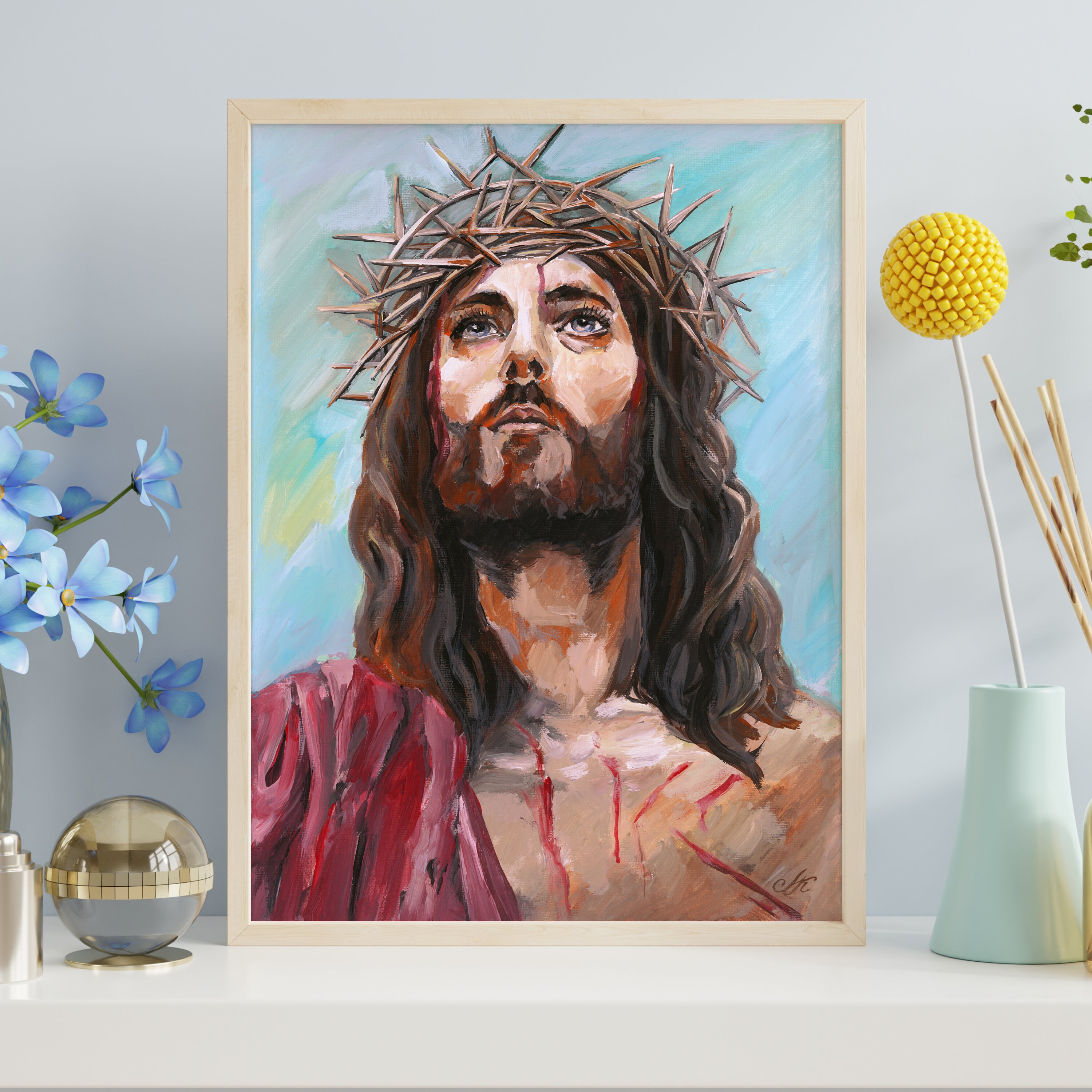 Realistic Jesus Christ Print From Acrylic Painting Original Jesus Wall ...