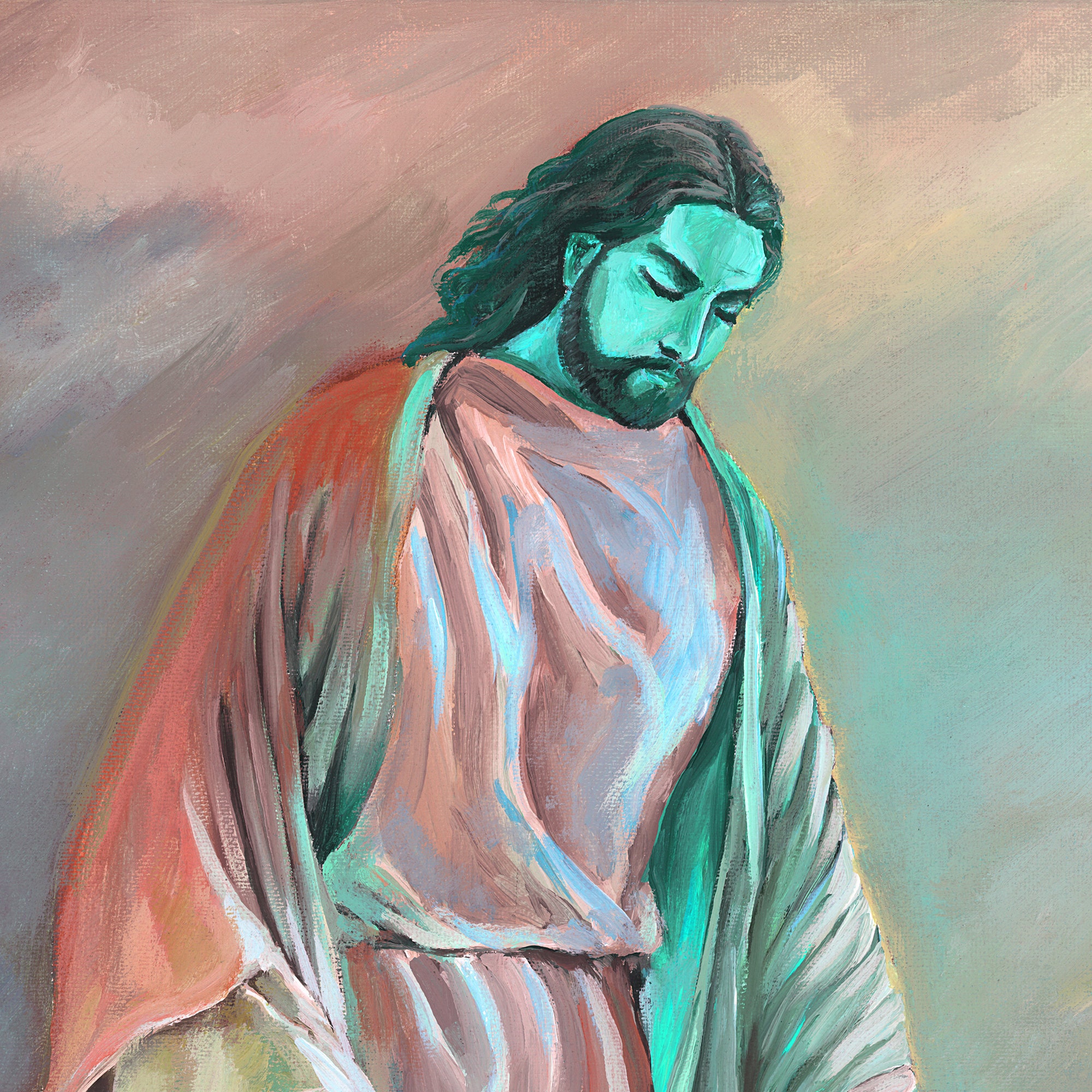 Colorful Jesus Christ Poster From Acrylic Painting Art Jesus Room Decor ...