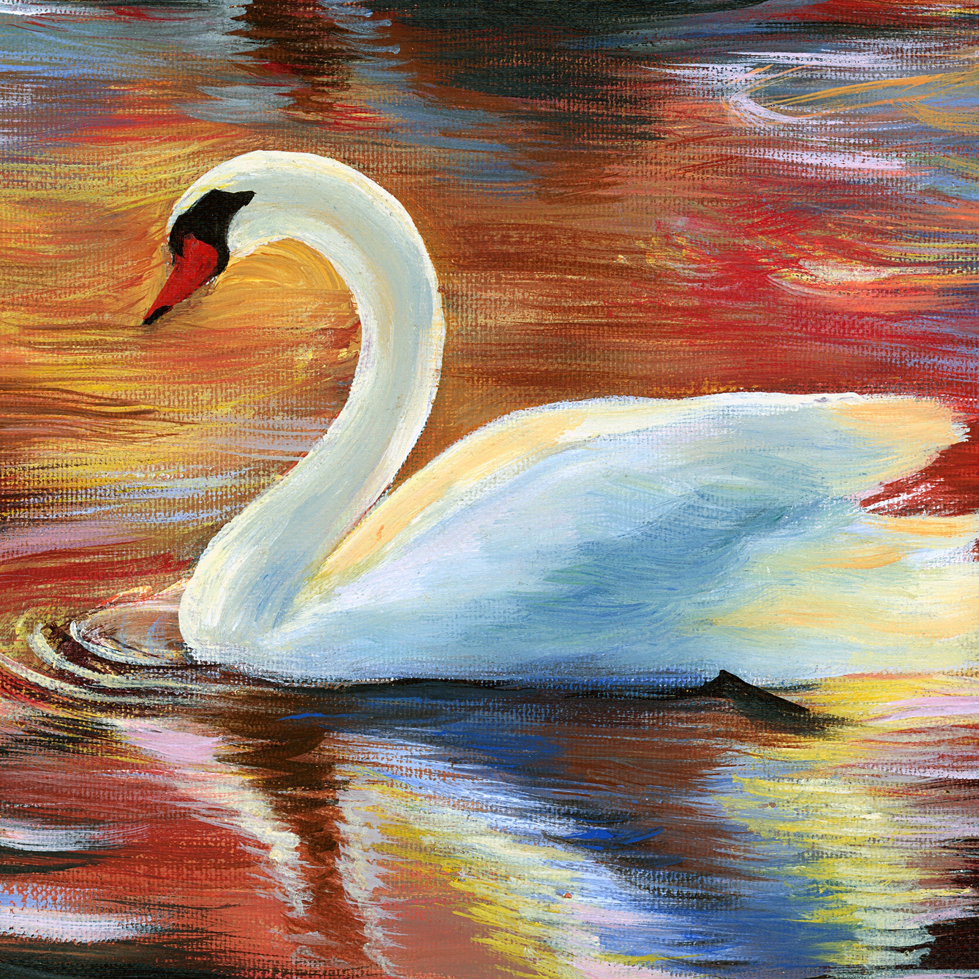 Realistic Swans Print With Frame Original Swans Wall Decor From ...