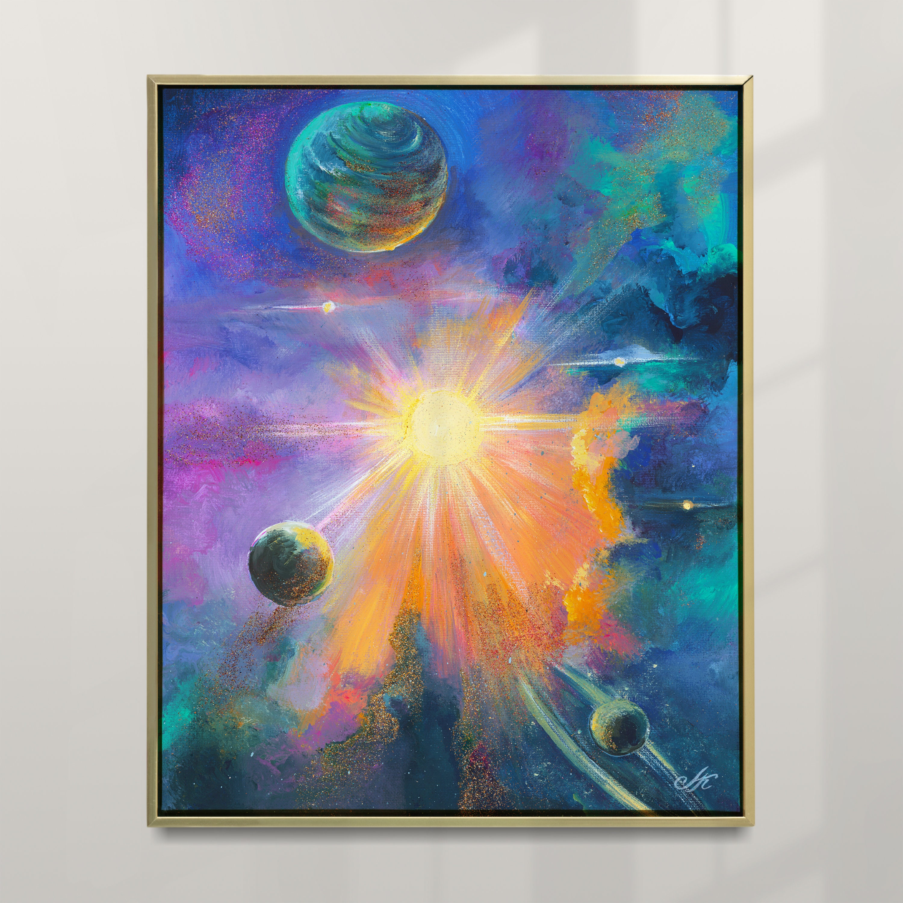 Hand Painted Original Space in Acrylic on Canvas, Space Painting ...
