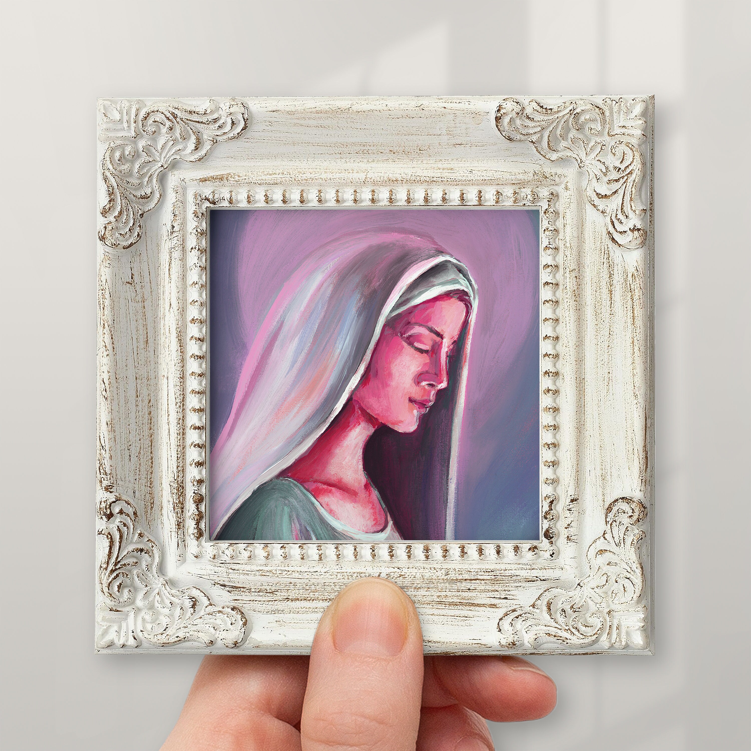 Colorful Virgin Mary Picture With Frame Art Mary Room Decor From ...