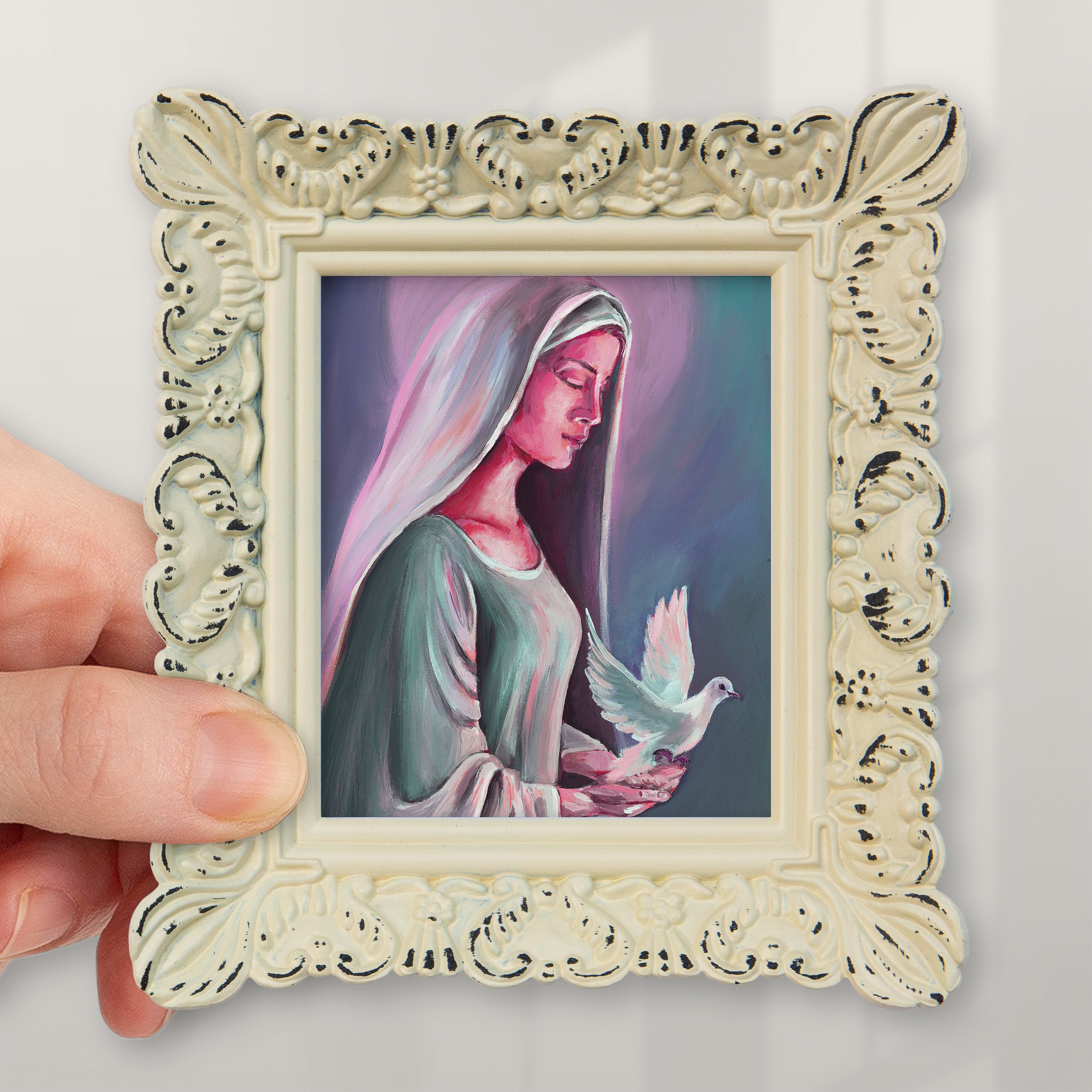 Colorful Virgin Mary Picture With Frame Art Mary Room Decor From ...