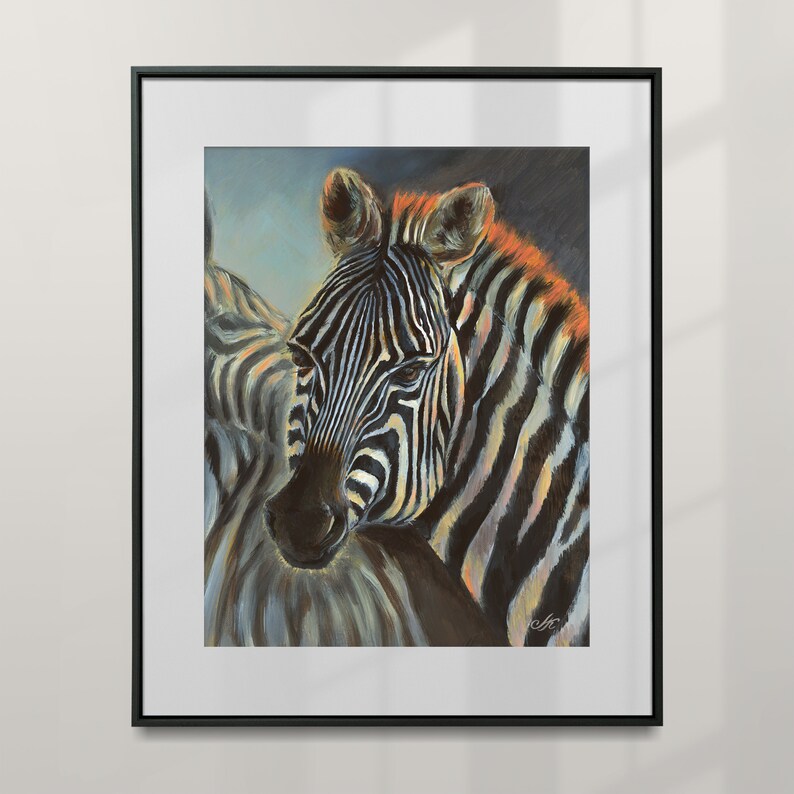 Zebra Print From Painting Zebra Wall Art Decor Colorful Zebra Lover ...