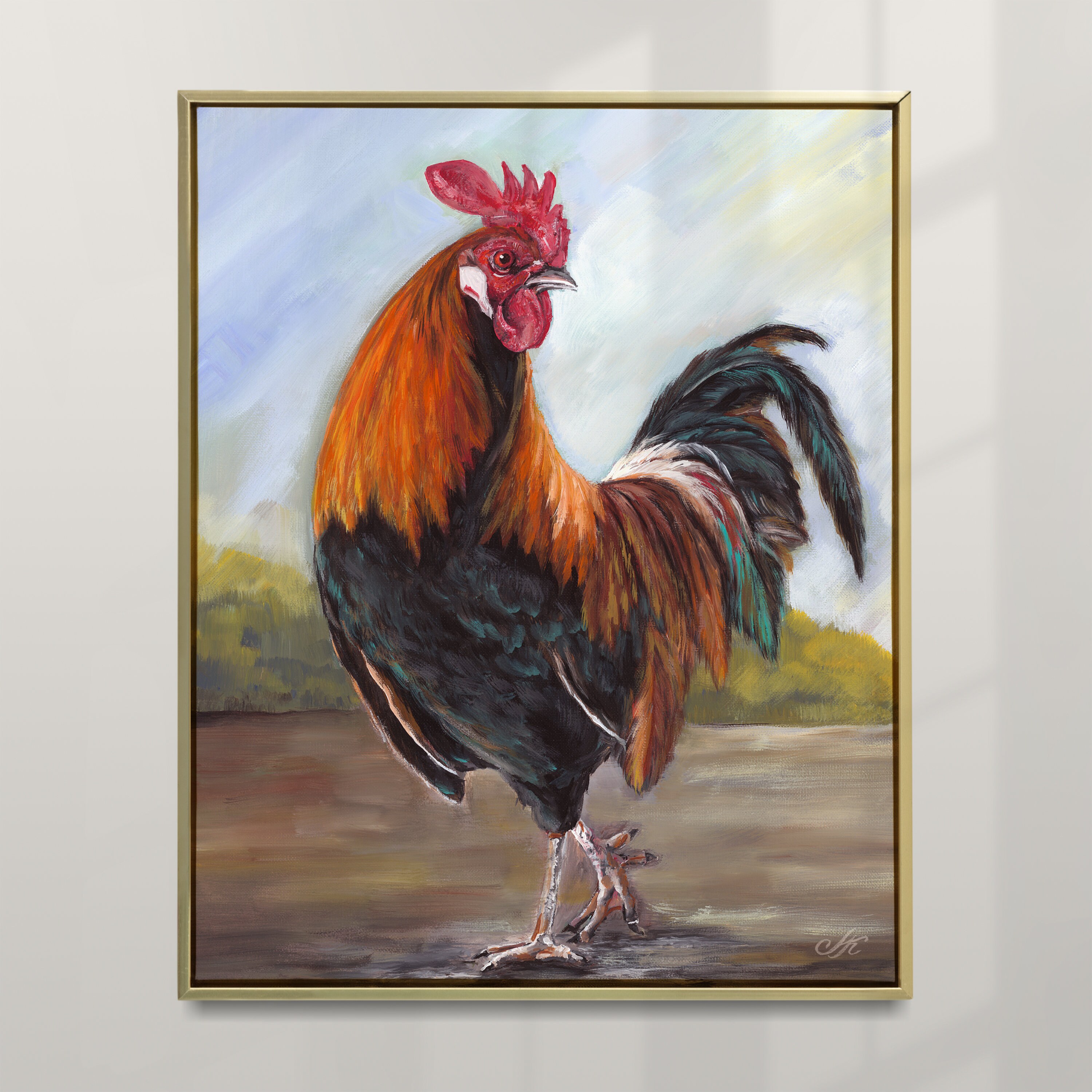Realistic Rooster Acrylic Painting on Canvas Original Rooster Wall ...