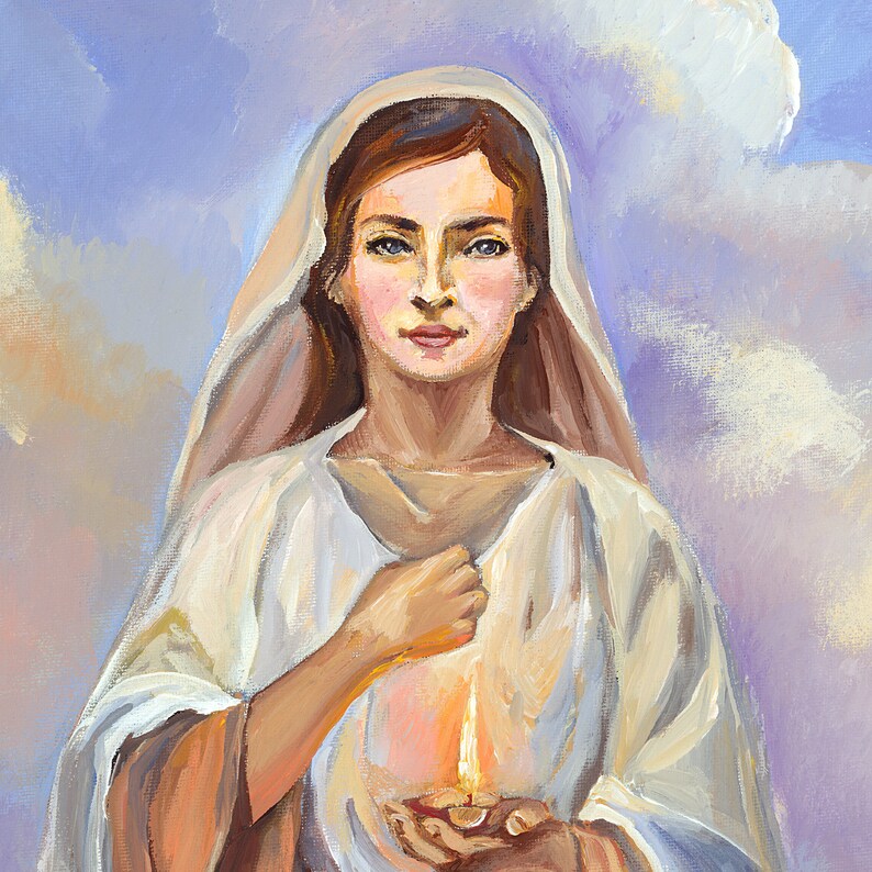 Realistic Virgin Mary Painting on Canvas Original Mary Wall Decor Hand ...