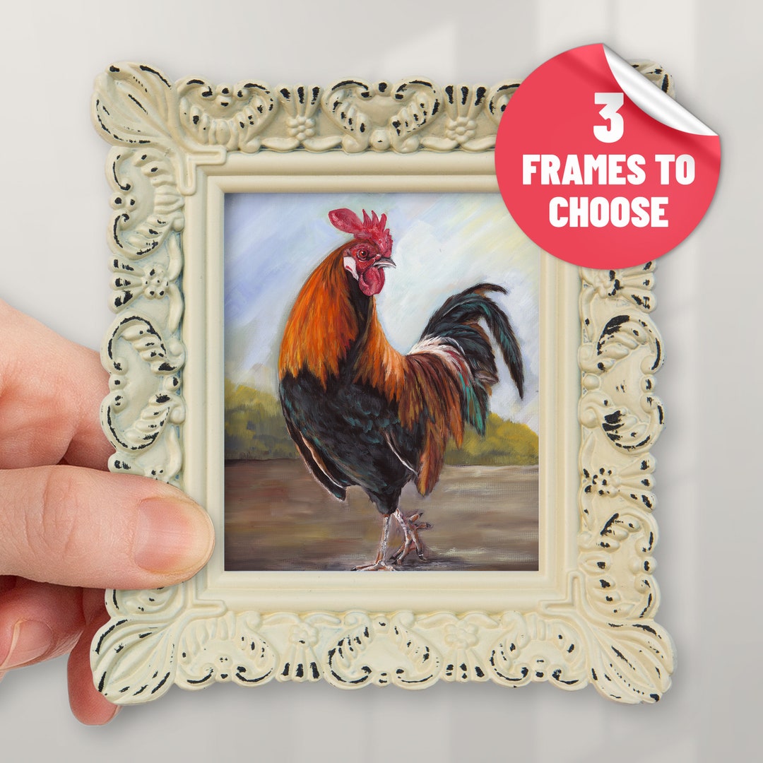 Realistic Rooster Print With Frame Original Rooster Wall Decor From ...