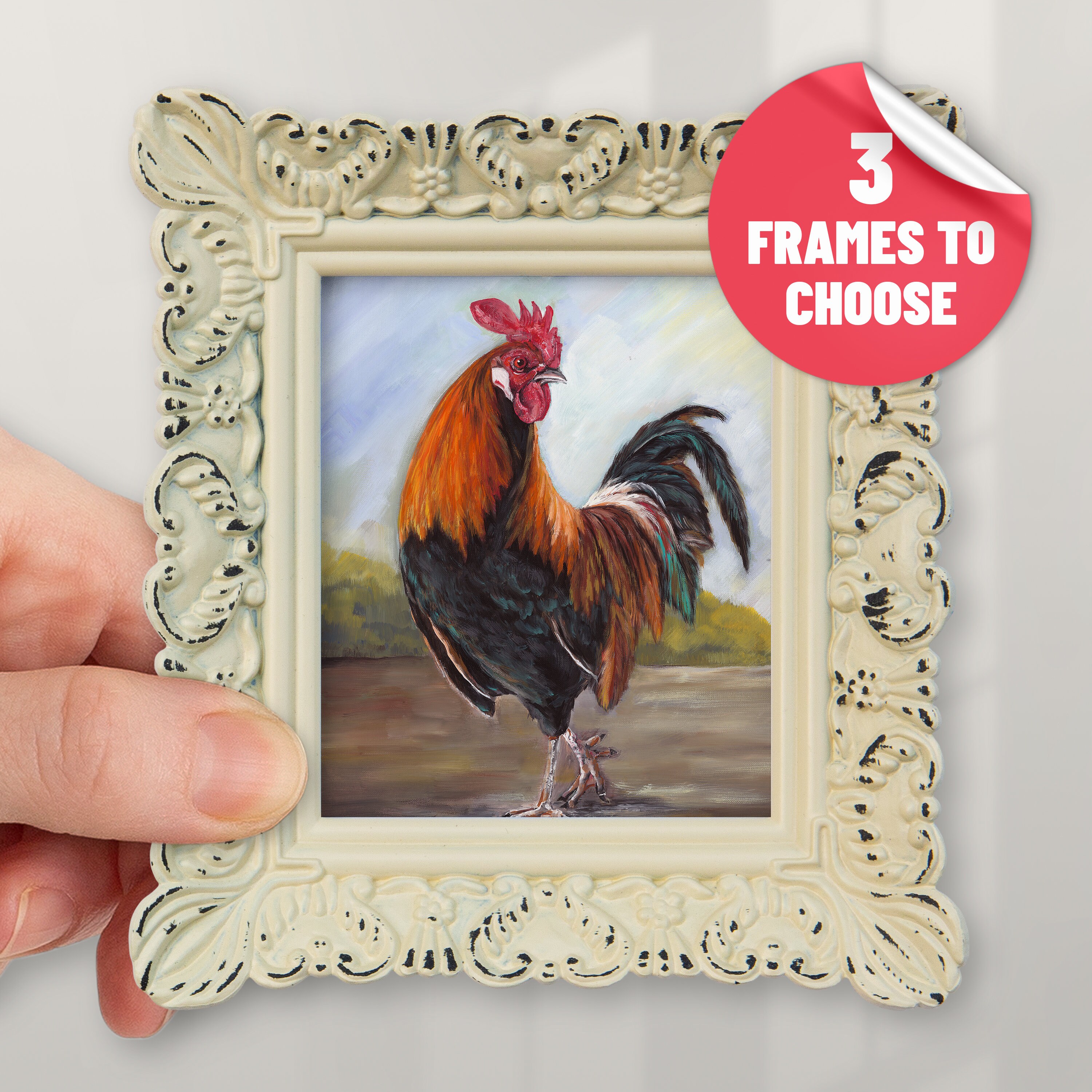 Realistic Rooster Print With Frame Original Rooster Wall Decor From ...