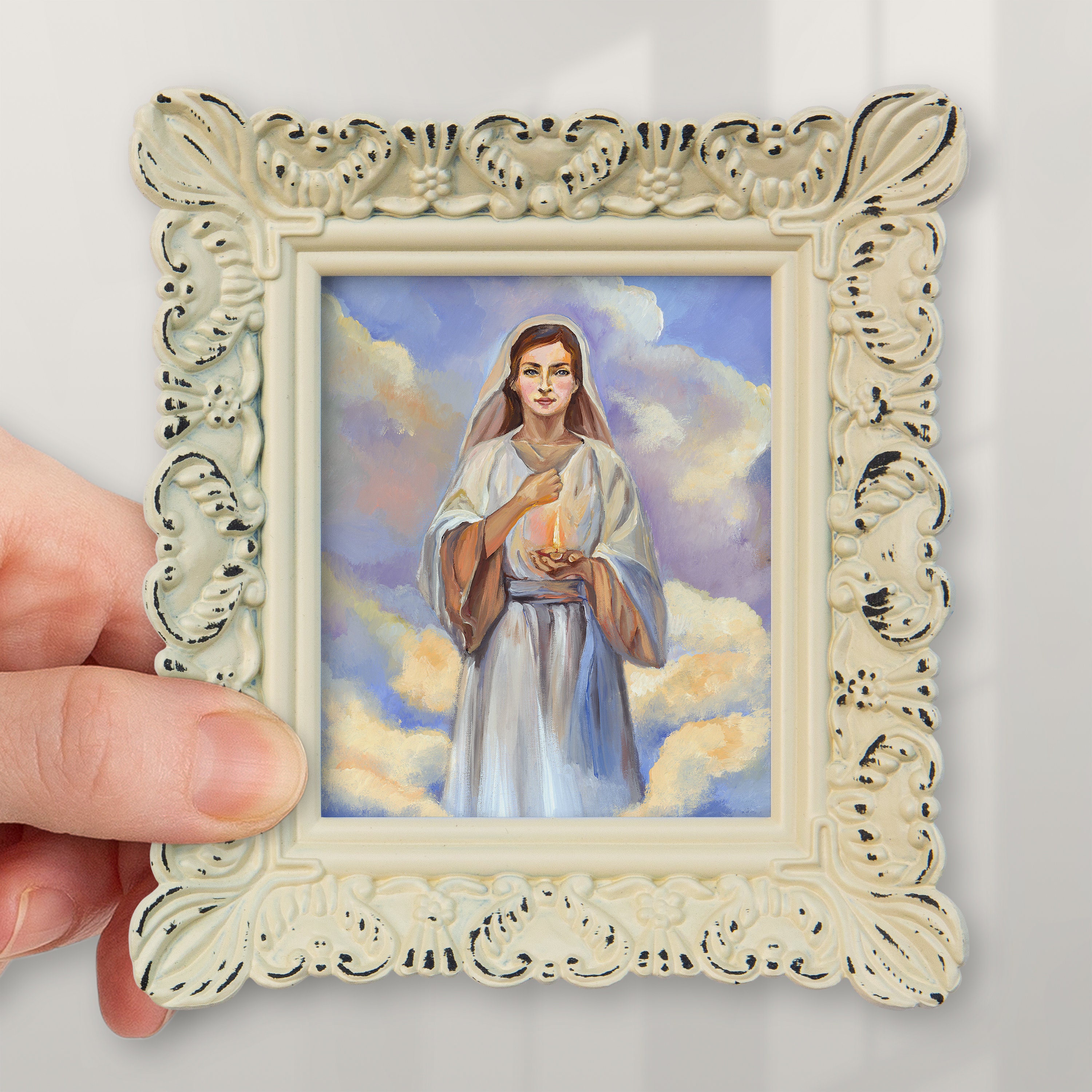 Realistic Virgin Mary Print With Frame Original Mary Wall Decor From ...