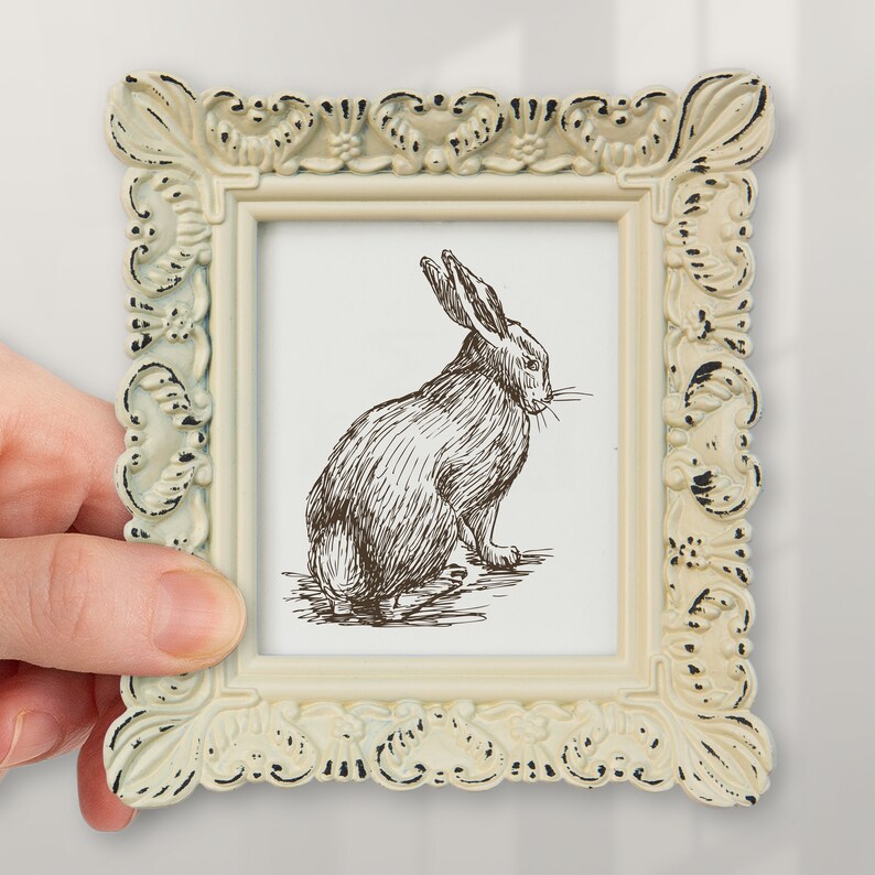 Bunny Hand Drawing Easter Print With Frame Rabbit Sketch Picture Room ...