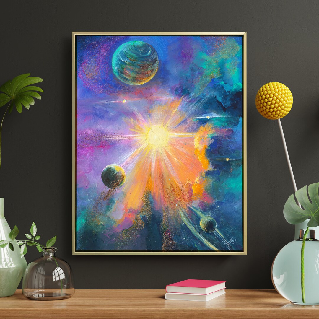 Hand Painted Original Space in Acrylic on Canvas, Space Painting ...