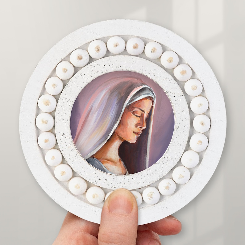 Realistic Virgin Mary Print With Frame Original Mary Wall Decor From ...