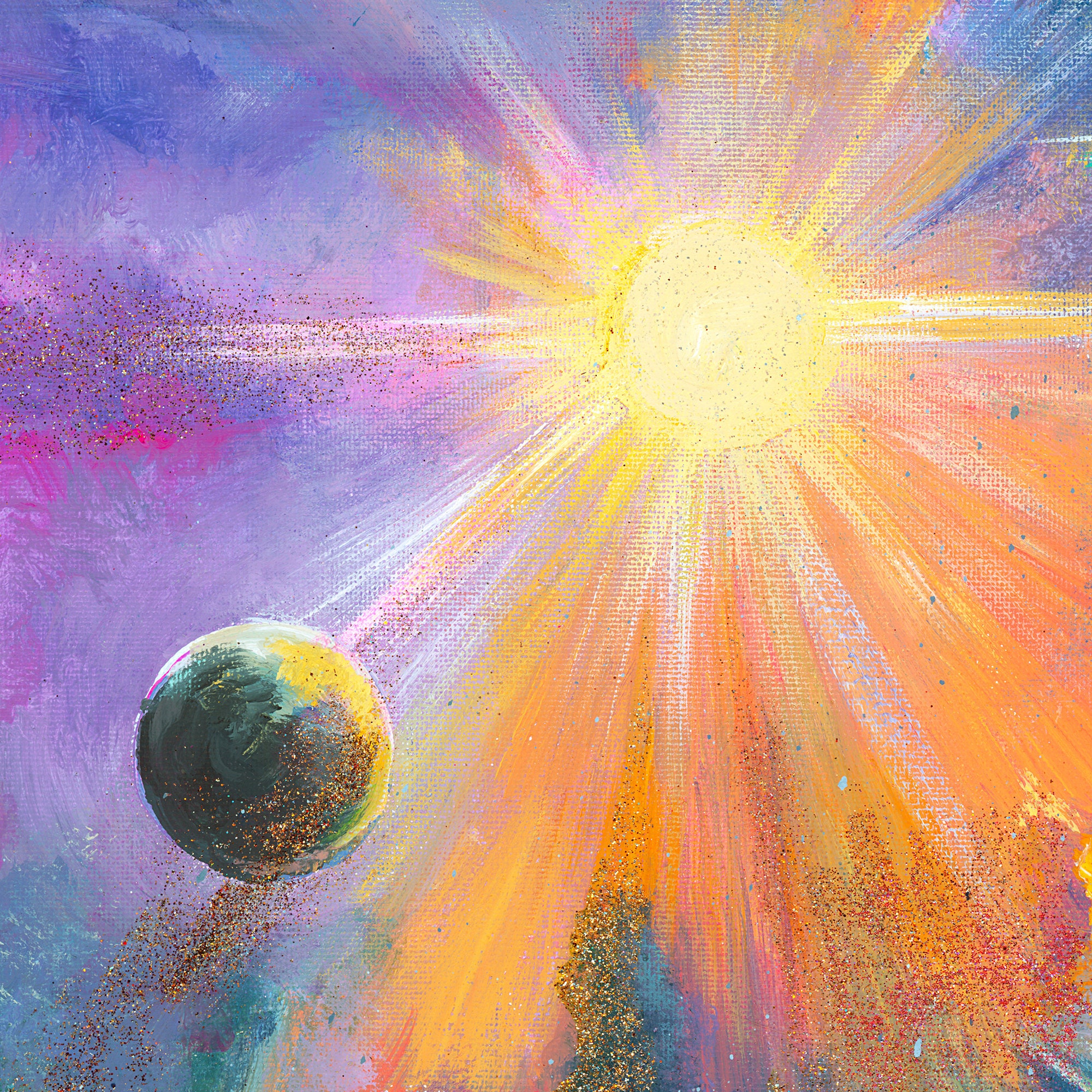 Hand Painted Original Space in Acrylic on Canvas, Space Painting ...