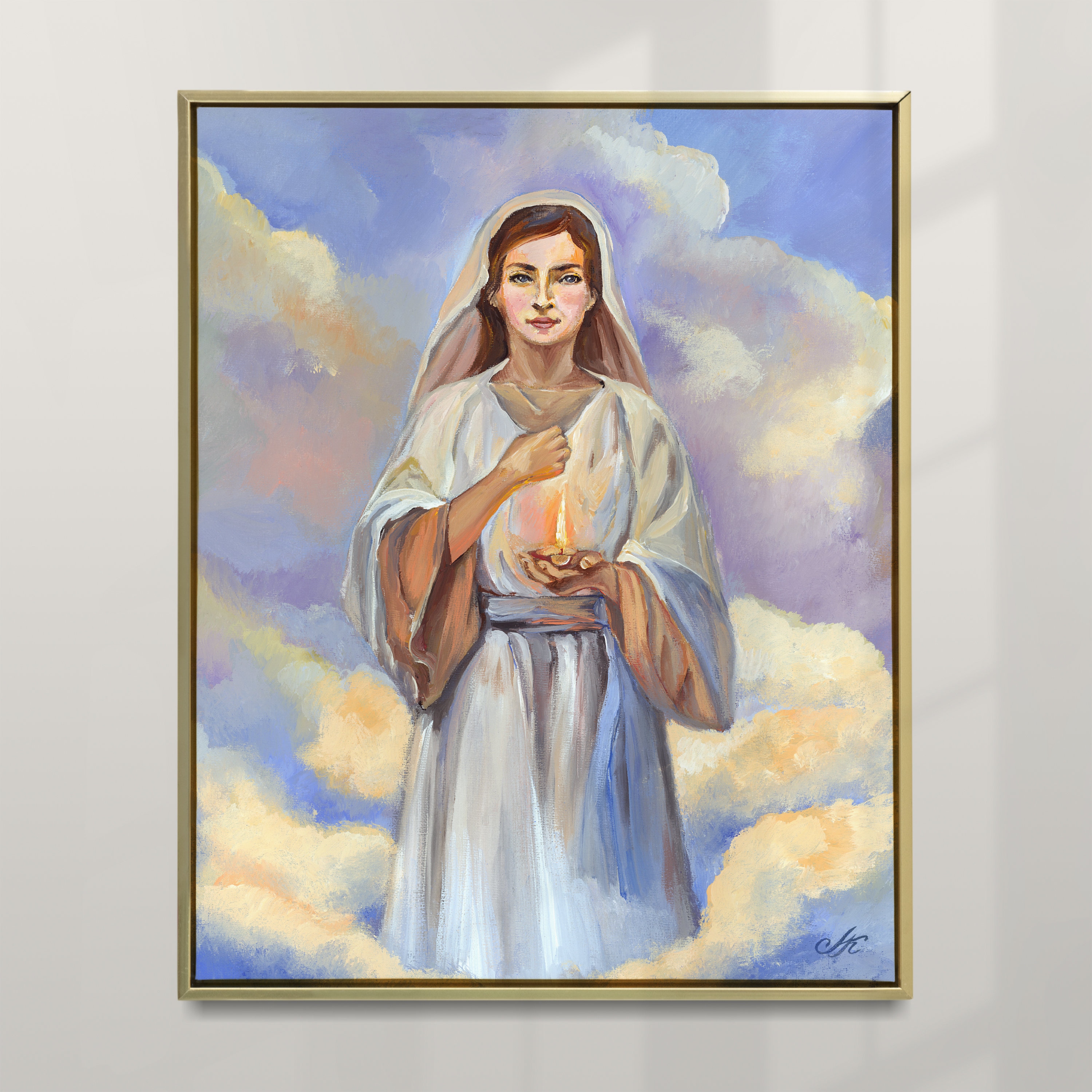 Realistic Virgin Mary Painting on Canvas Original Mary Wall Decor Hand ...