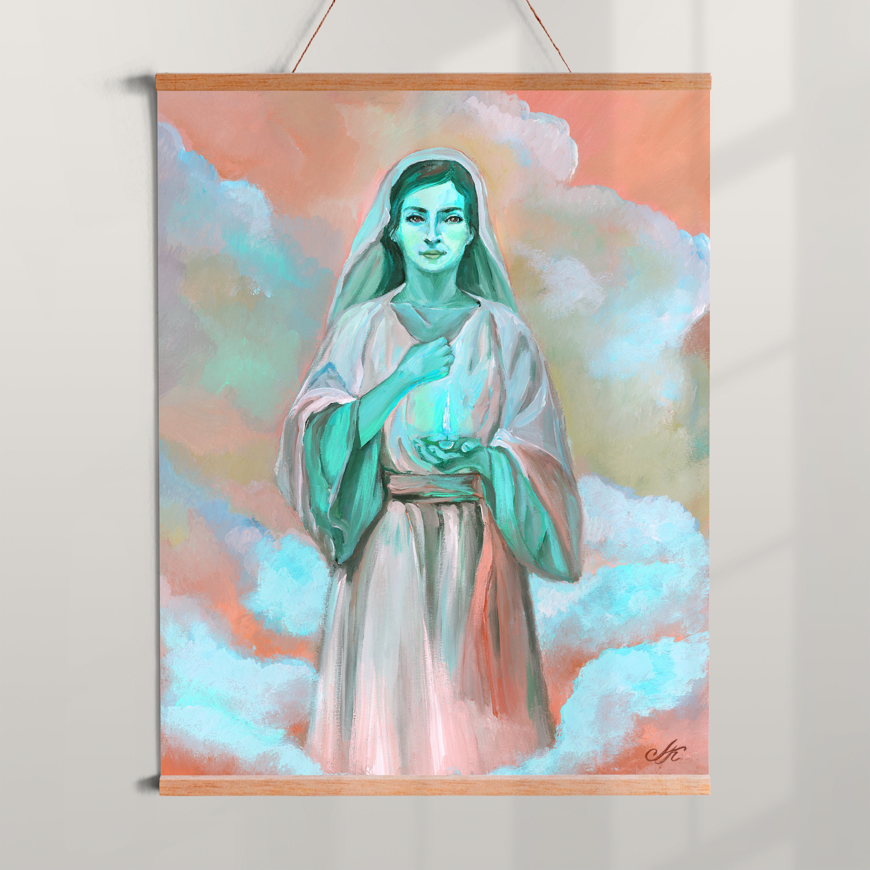 Colorful Virgin Mary Poster From Acrylic Painting Art Mary Room Decor ...
