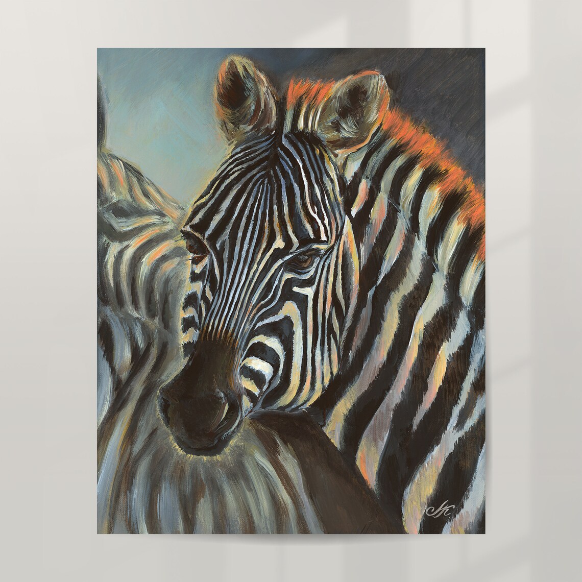 Zebra Print From Painting Zebra Wall Art Decor Colorful Zebra Lover ...