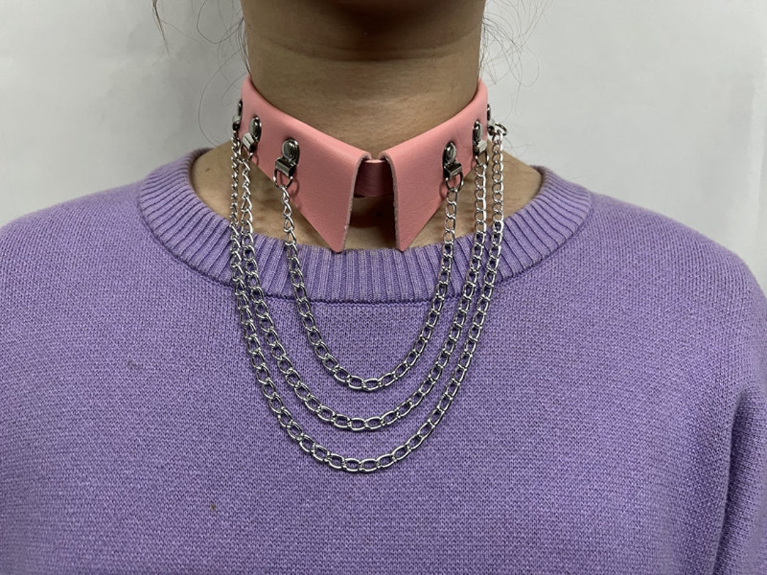 Retro Punk Rock Collar Trend Handmade Leather Tassel Choker Necklace - Etsy