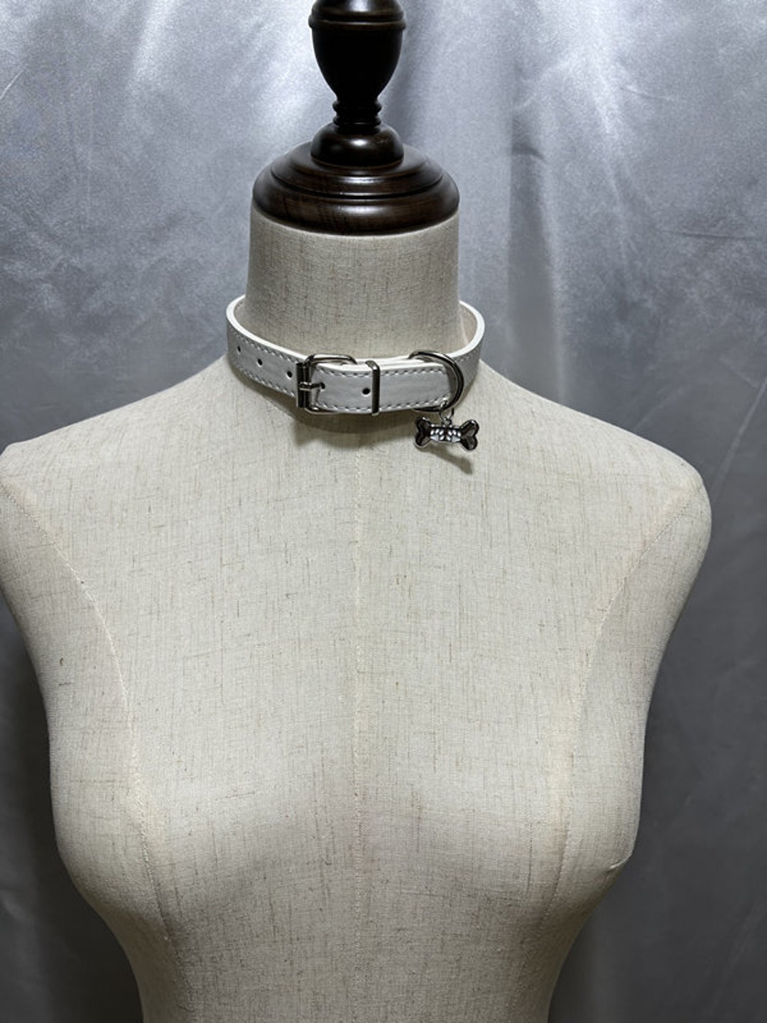 Handmade PU Leather Choker: Dog Bone Pendant, Punk Collar - Etsy