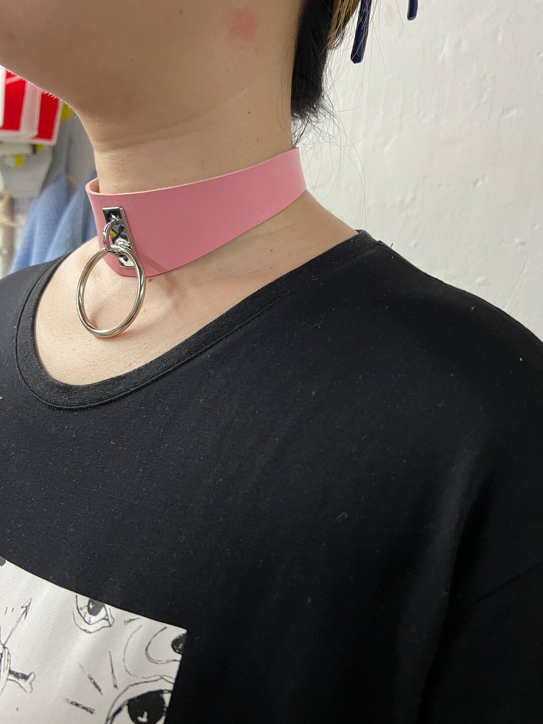Simple Punk O-ring Pendant PU Leather Necklace Collar CHOKER - Etsy