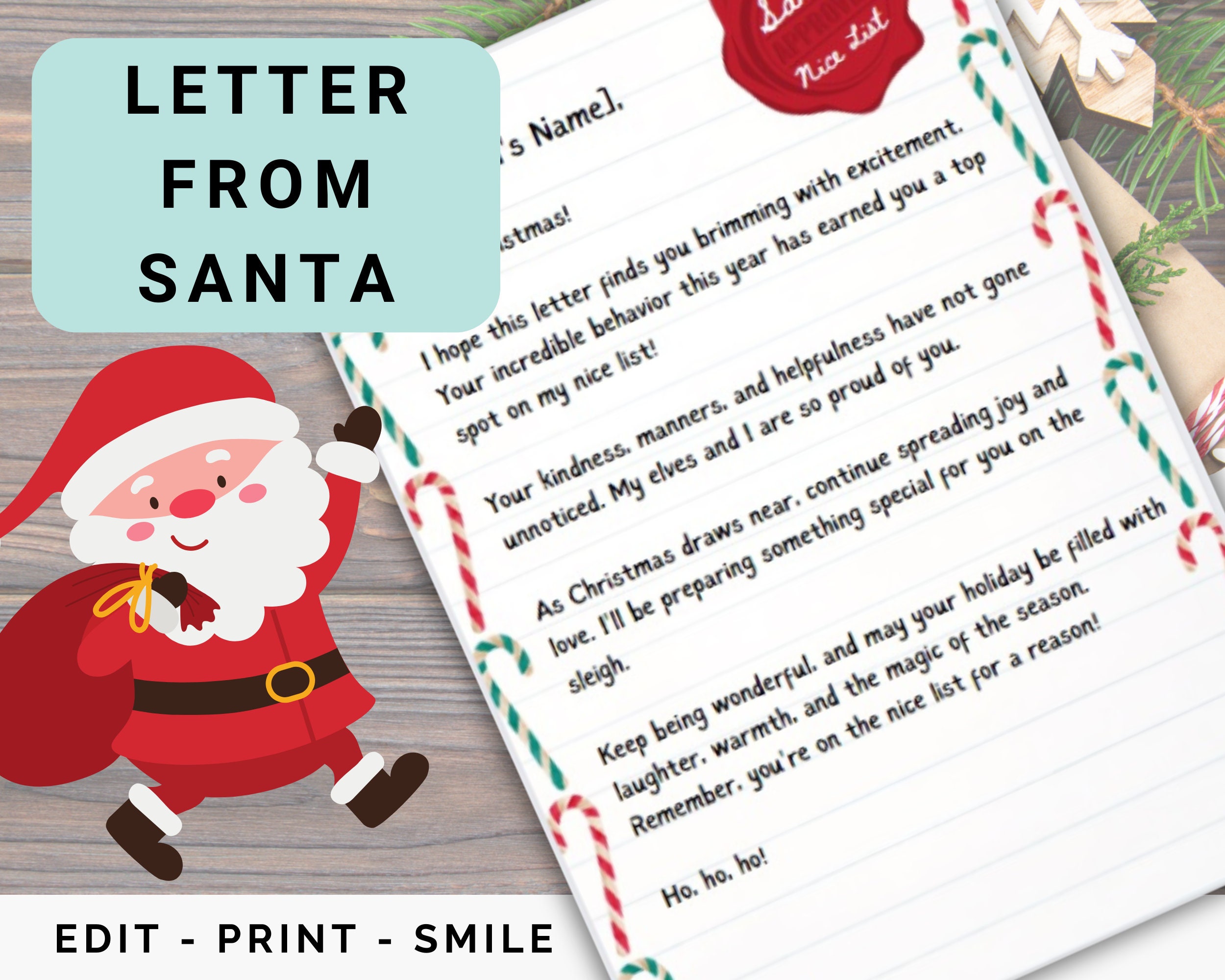 Printable Letter From Santa Claus With Name Change Element - Etsy