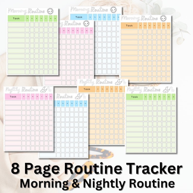 Morning & Nightly Routine Tracker Printable With Mindful Kawaii ...