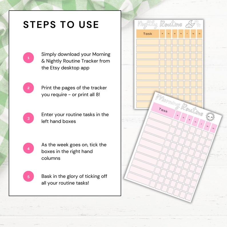 Morning & Nightly Routine Tracker Printable With Mindful Kawaii ...