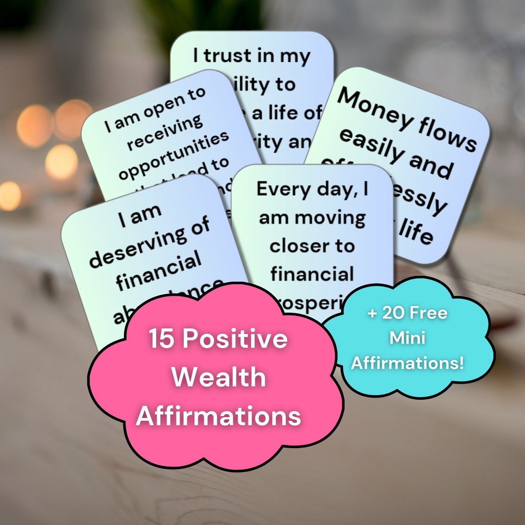 15 Printable Wealth Affirmation Cards With 20 Free Mini Wealth ...