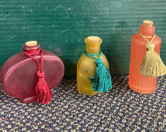 Small Decorative Glass Bottles W/tassles - Etsy