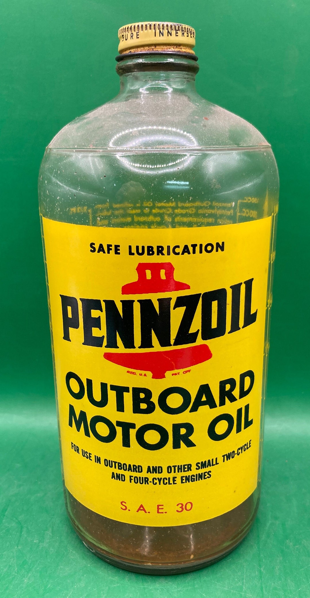 Vintage pennzoil Glass 1 Quart Bottle Outboard Motor Oil - Etsy