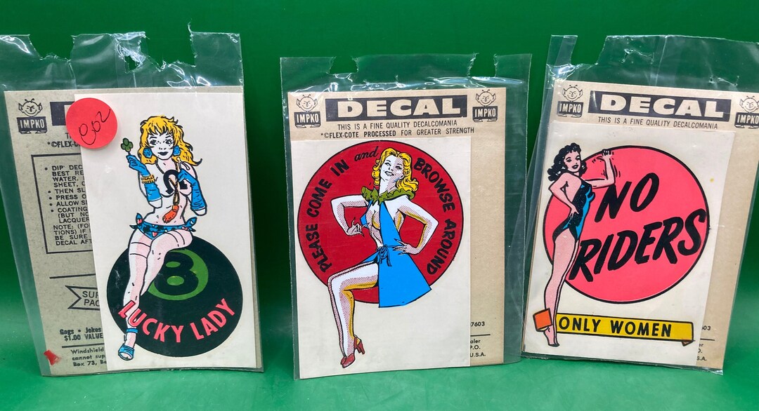 Vintage IMPKO Decals: Lady Luck, No Riders, Browse Around - Etsy