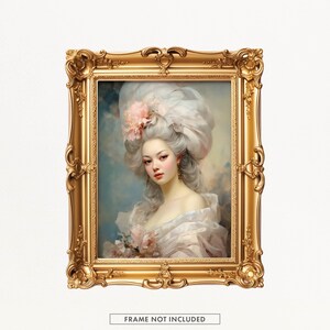 Rococo East Asian Beauty Art Print, Baroque Lady Portrait Oil Painting ...