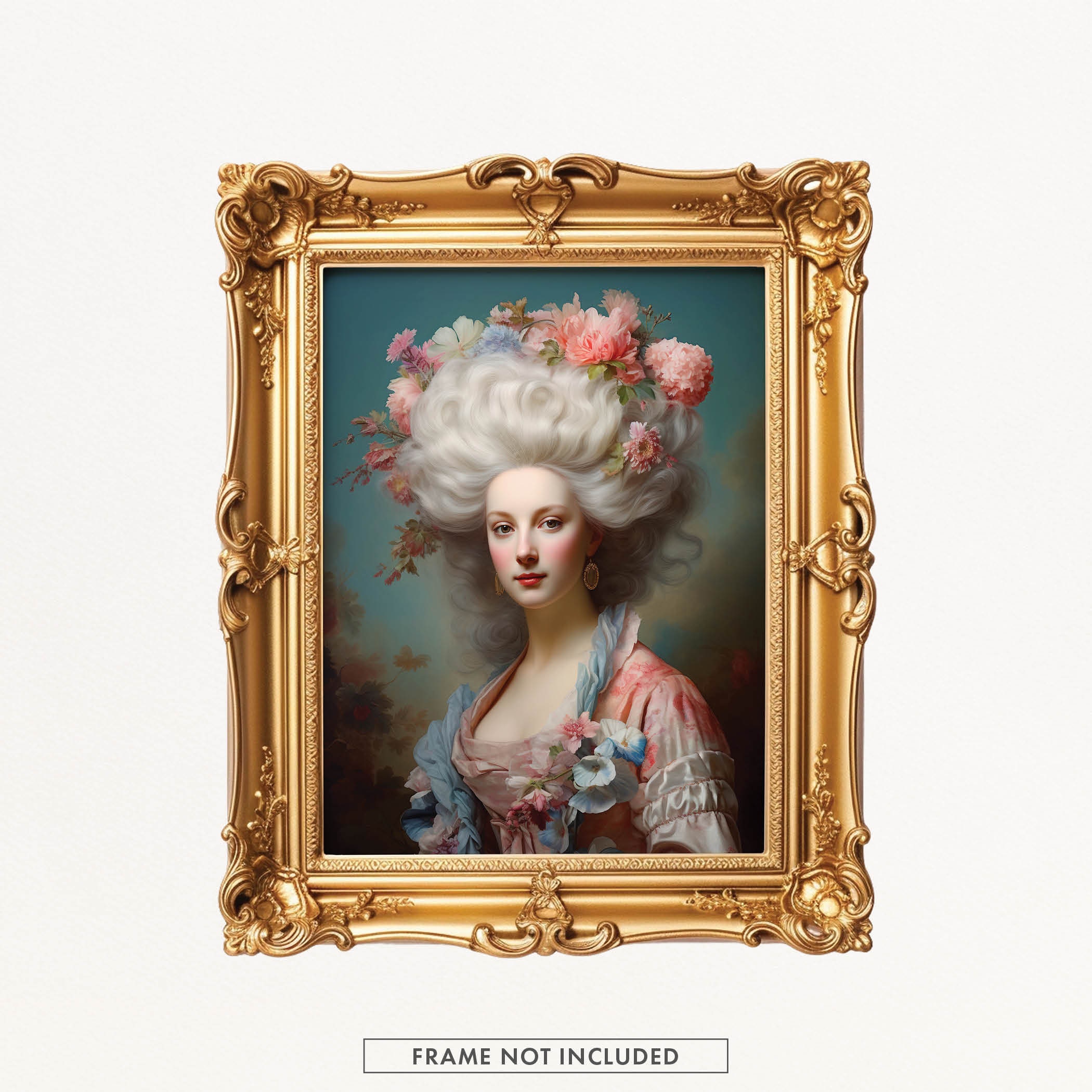 Marie Antoinette Art Print, Rococo Lady With Flowers Oil Painting, 18th ...