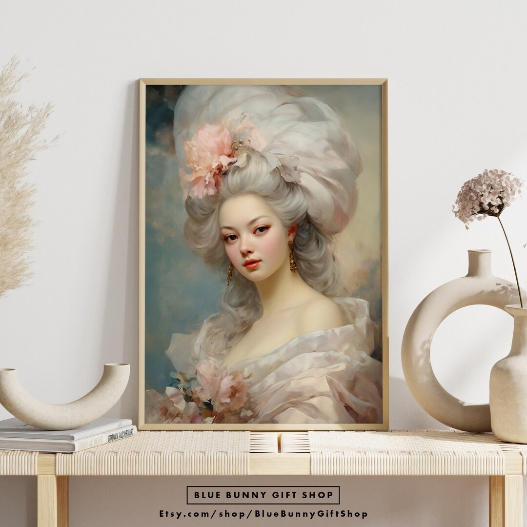 Rococo East Asian Beauty Art Print, Baroque Lady Portrait Oil Painting ...