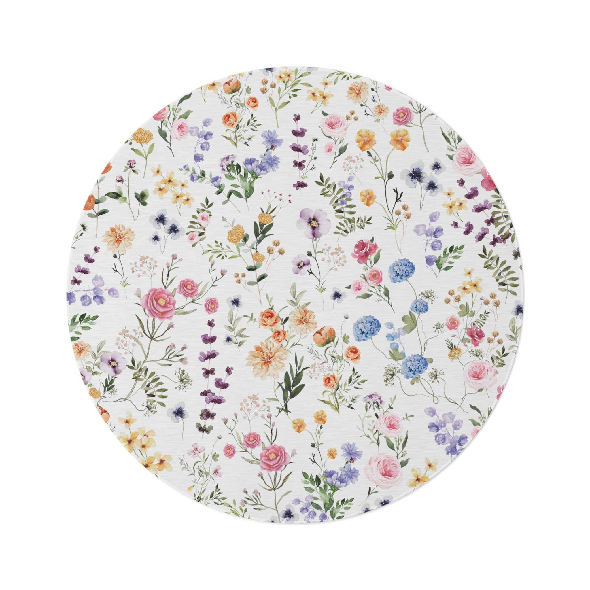 Spring Floral Round Rug Colorful Wildflower Meadow Decorative - Etsy