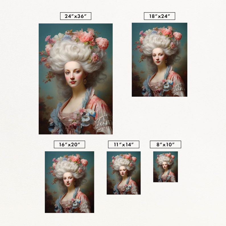 Marie Antoinette Art Print, Rococo Lady Portrait, 18th Century French ...