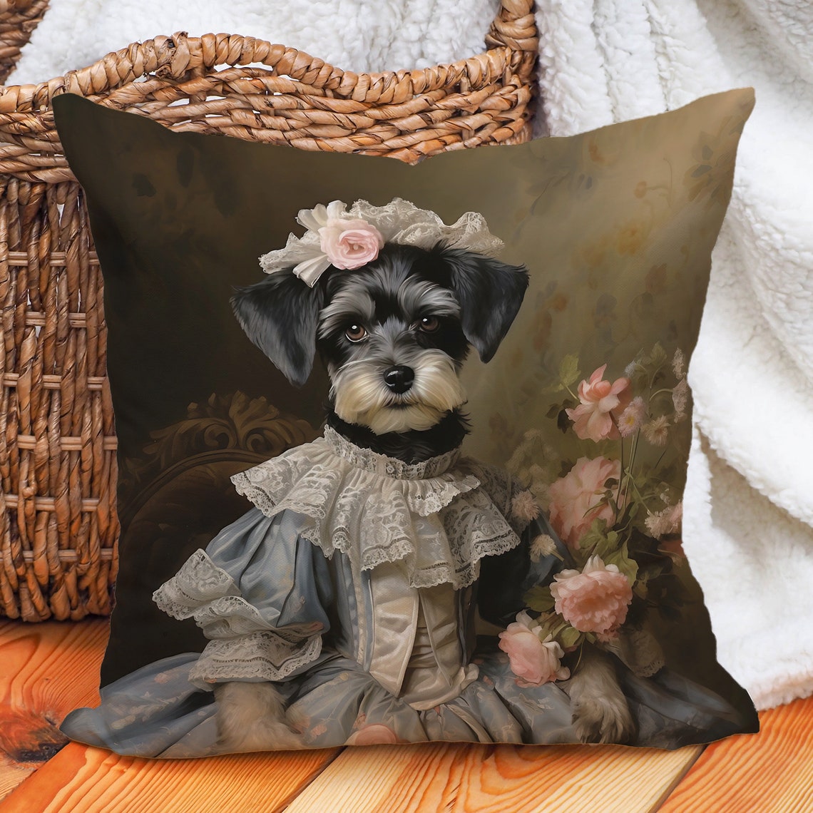 Victorian Schnauzer Dog Pillow, Royal Puppy Cushion - Etsy