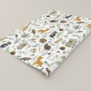 Australian Animals Eucalyptus Wrapping Paper Koala Birthday Kangaroo ...