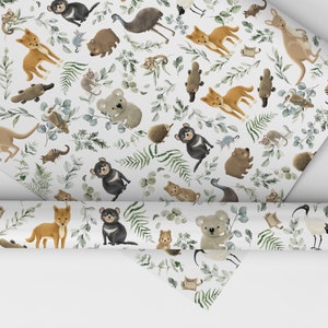 Australian Animals Eucalyptus Wrapping Paper Koala Birthday Kangaroo ...