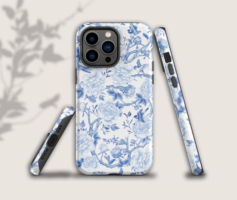 Blue & White Floral Chinoiserie Aesthetic Phone Case for - Etsy