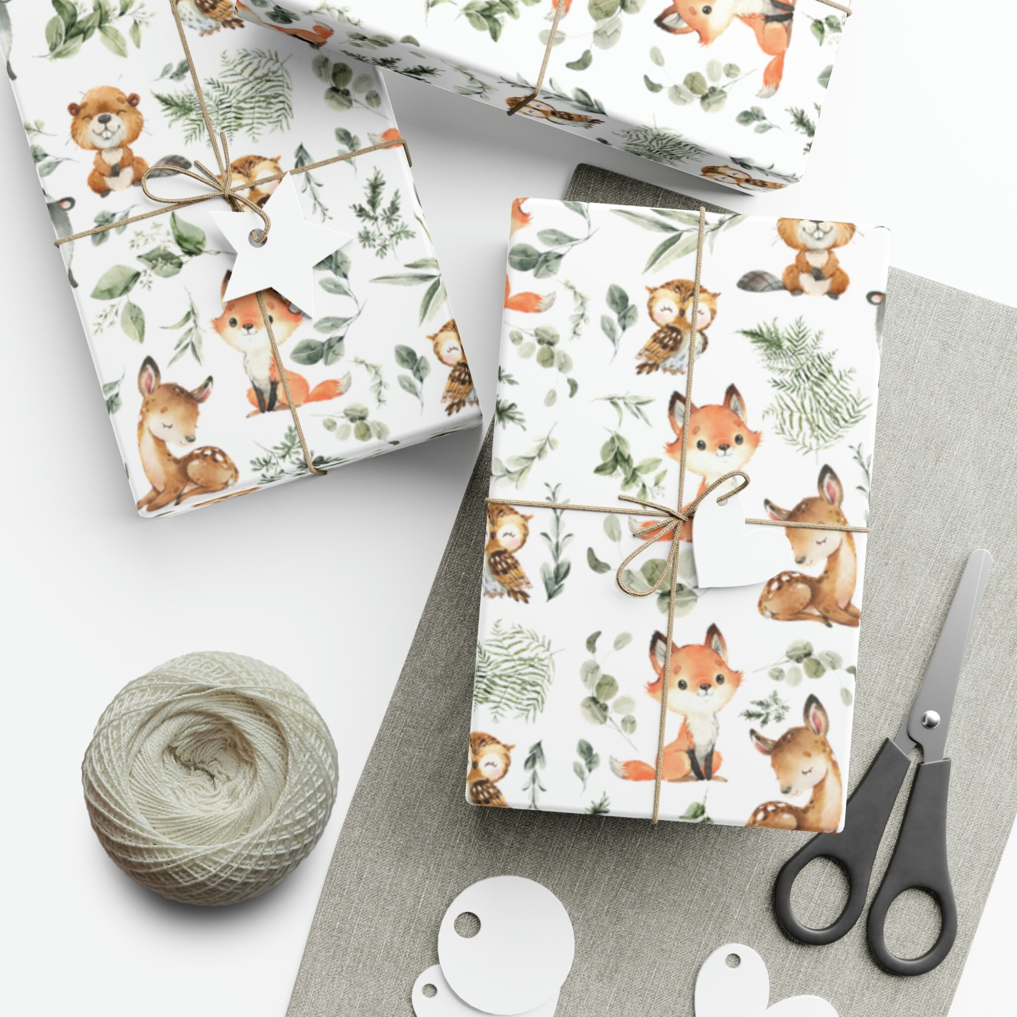 Greenery Woodland Forest Animals Wrapping Paper Cute Wild One - Etsy